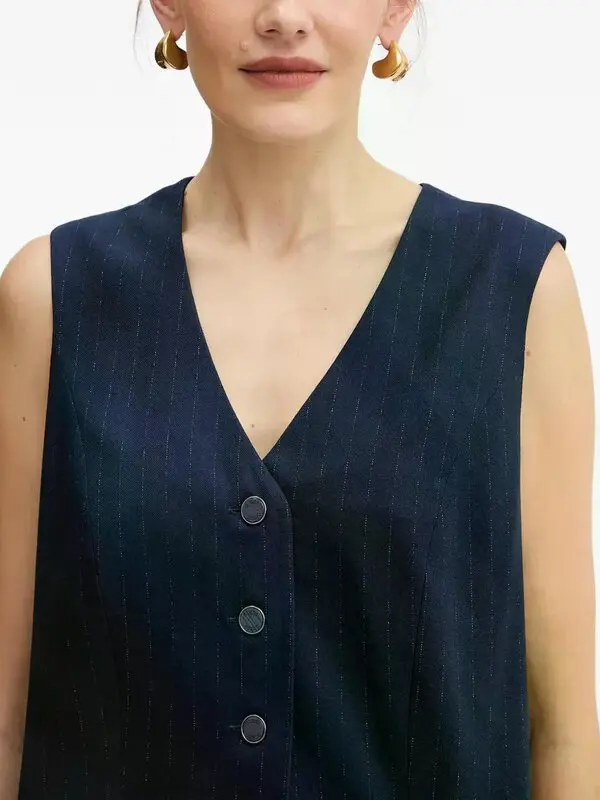 Guess Pinstripe Cropped Vest - Blue