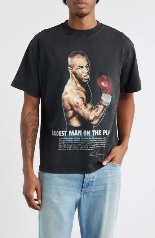 ID SUPPLY CO Mike Tyson Feared Fists Graphic T-shirt - Washed Black