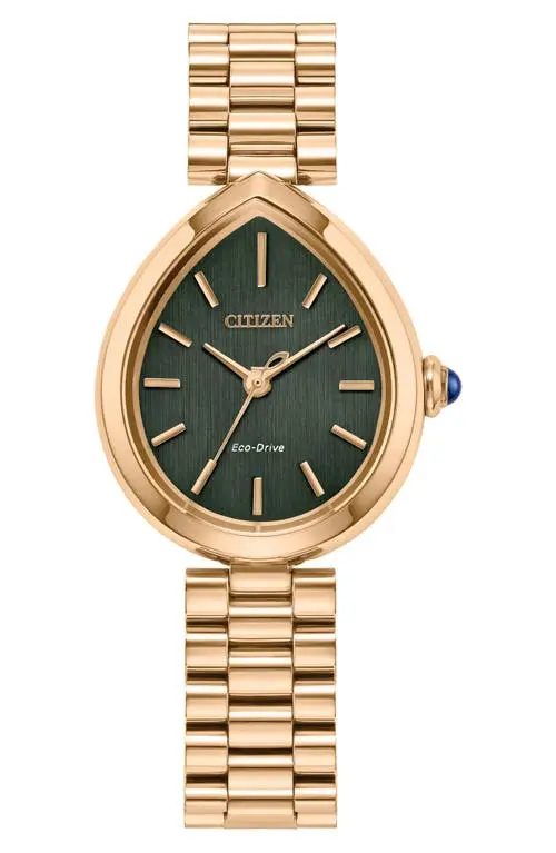 Citizen Classic Bracelet Watch - Rose Goldone/green