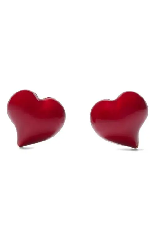 Kate Spade New York Puffy Heart Stud Earrings - Dark Scarlet