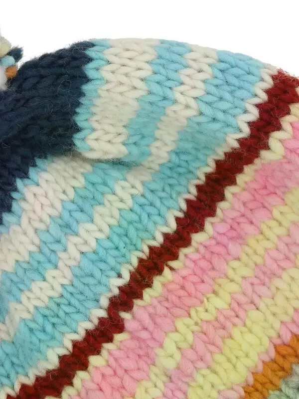 CHAMULA Striped Pom-pom Beanie