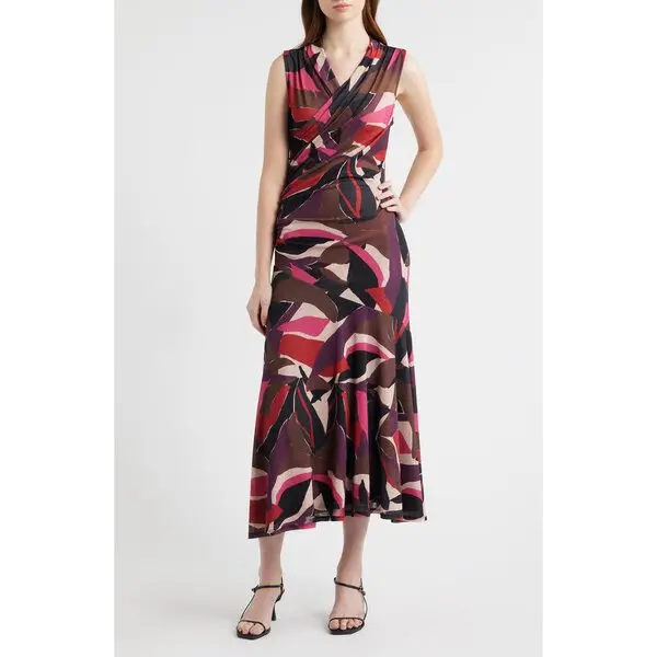 Rails Vanya Abstract Print Faux Wrap Midi Dress - Paradise