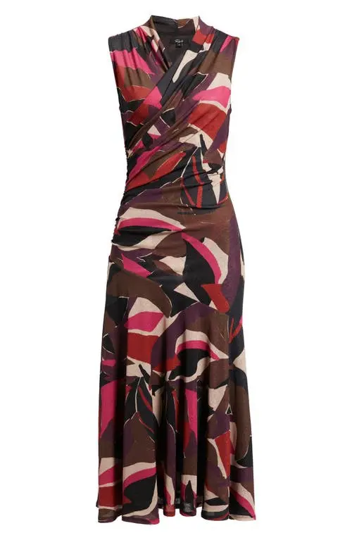 Rails Vanya Abstract Print Faux Wrap Midi Dress