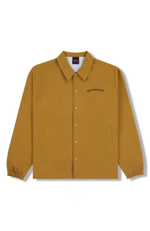 PLEASURES Neural Logo Graphic Coach's Jacket - Brown