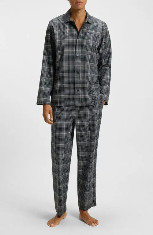 BOSS Chris Plaid Flannel Pajama Set - Dark Blue