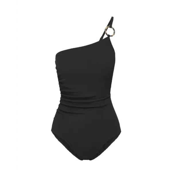 CHANGE OF SCENERY Kara One-shoulder One-piece Swimsuit - Black Texture