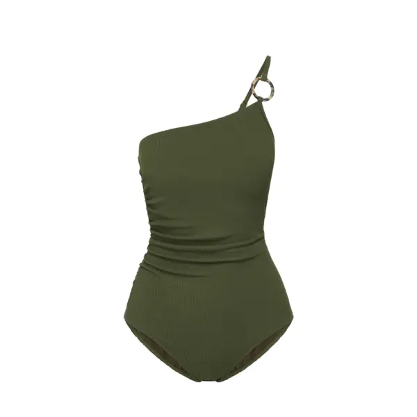CHANGE OF SCENERY Kara One-shoulder One-piece Swimsuit - Olive Texture