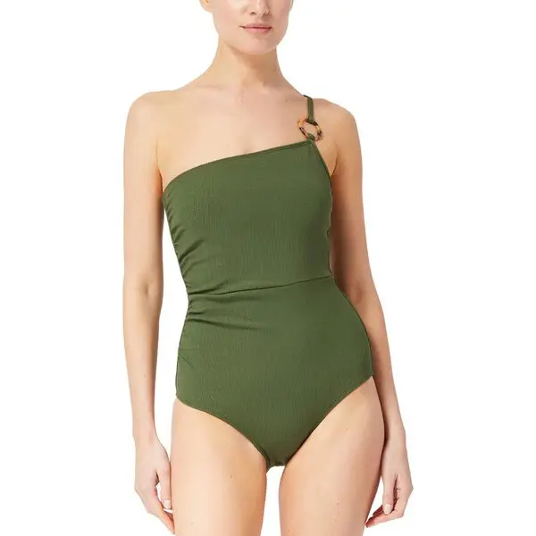 CHANGE OF SCENERY Kara One-shoulder One-piece Swimsuit - Olive Texture