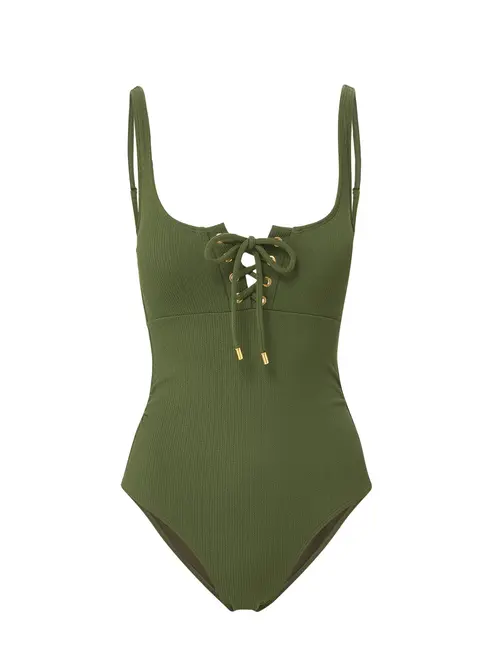 CHANGE OF SCENERY Taylor Lace-up Underwire One-piece Swimsuit - Olive Texture