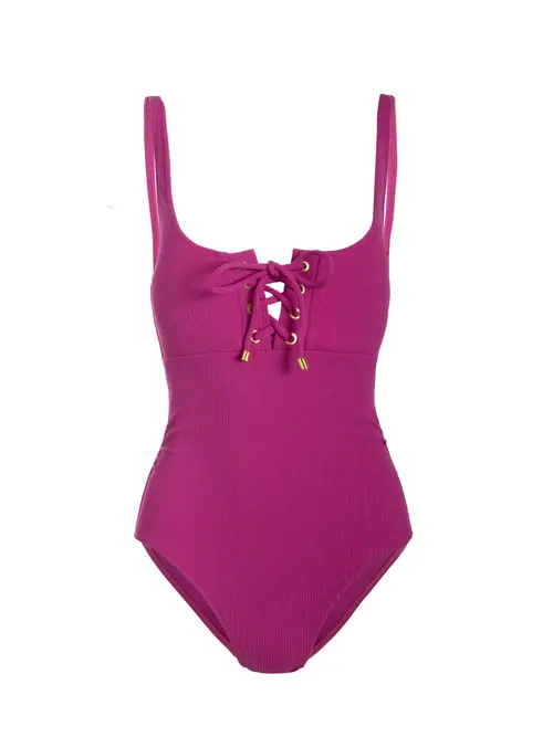 CHANGE OF SCENERY Taylor Lace-up Underwire One-piece Swimsuit - Plum Texture