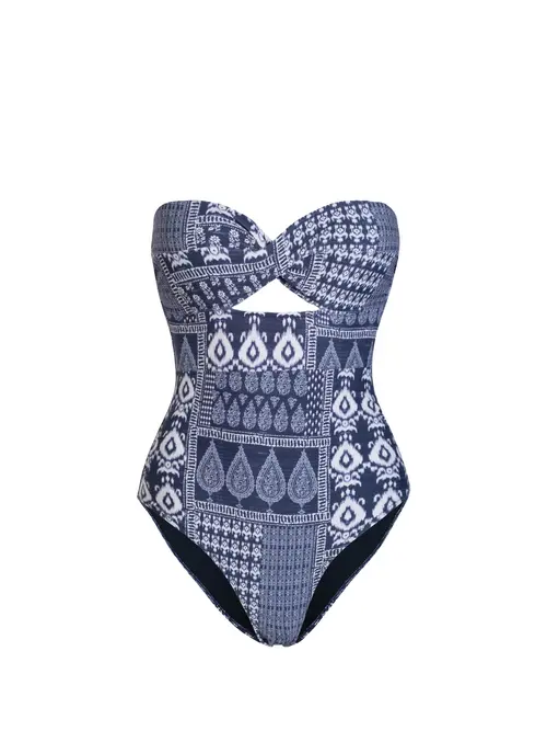 CHANGE OF SCENERY Ella Twist Bandeau One-piece Swimsuit - Tivara Patchwork
