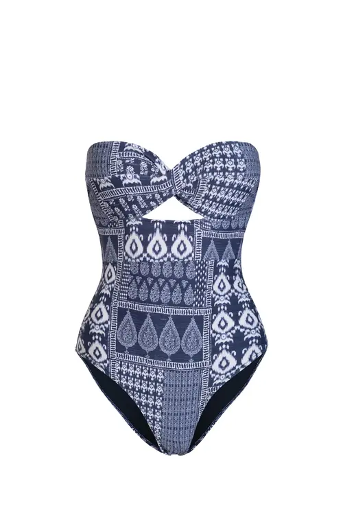CHANGE OF SCENERY Ella Twist Bandeau One-piece Swimsuit - Tivara Patchwork