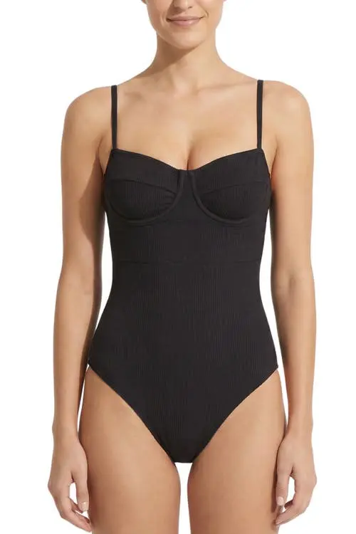 CHANGE OF SCENERY Anabel Underwire One-piece Swimsuit - Black Texture