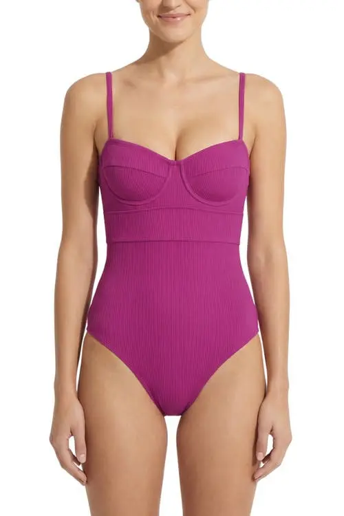 CHANGE OF SCENERY Anabel Underwire One-piece Swimsuit - Plum Texture