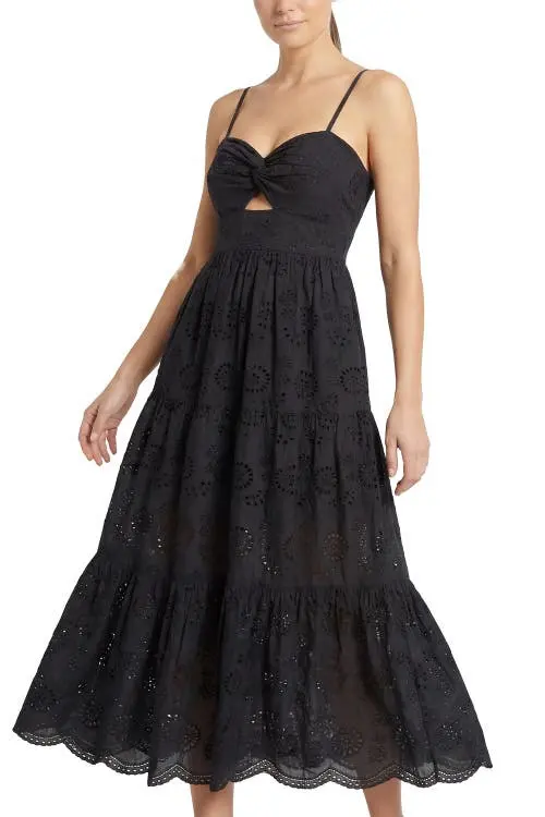 CHANGE OF SCENERY Jillian Embroidered Eyelet Tiered Maxi Dress
