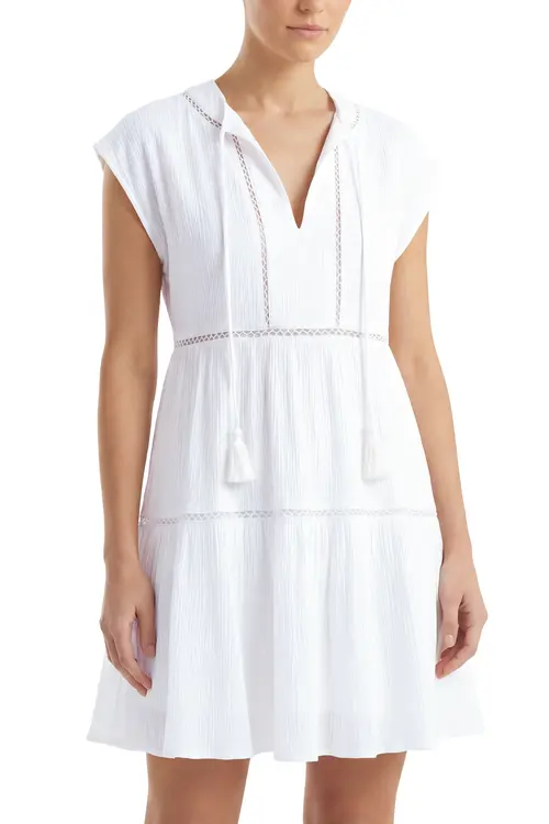 CHANGE OF SCENERY Embroidered Gari Dress - Fresh White