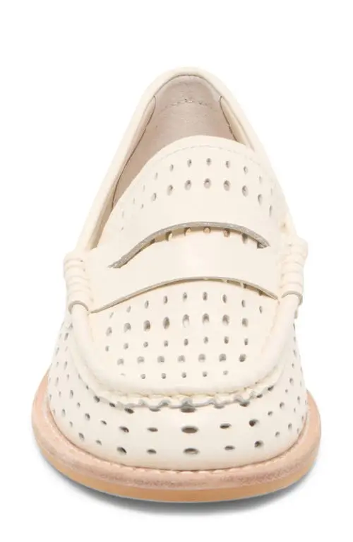 Dolce Vita Penny Loafer - Off White Perforated Leather