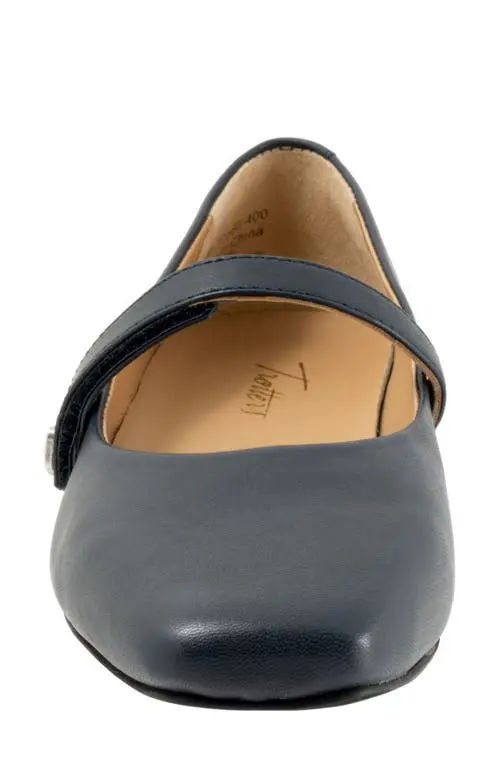 Softwalk Hazel Mary Jane Flat - Navy