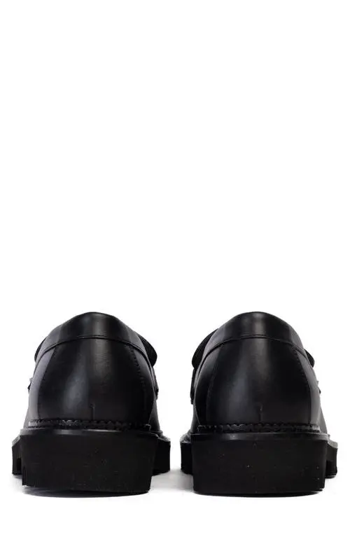 COLLEGIUM Leather Lug Sole Penny Loafer - Nero Leather