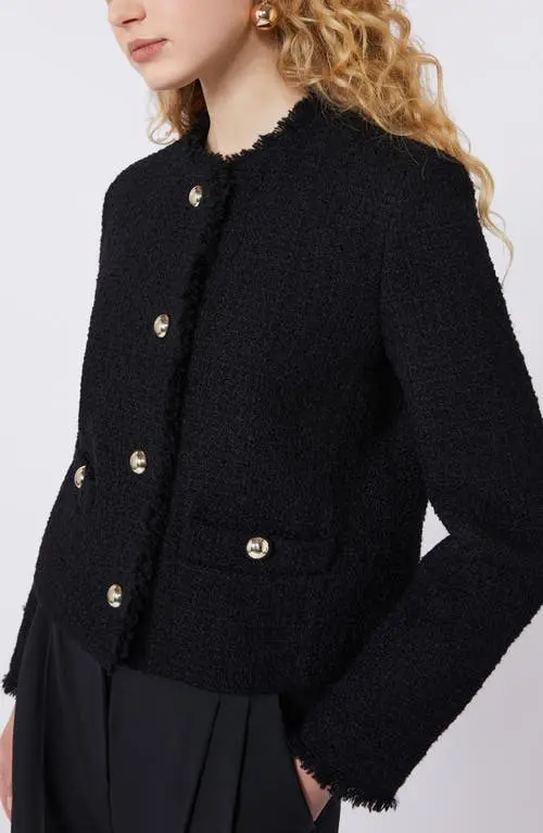 Max Mara Agami Wool-blend Tweed Jacket - Black