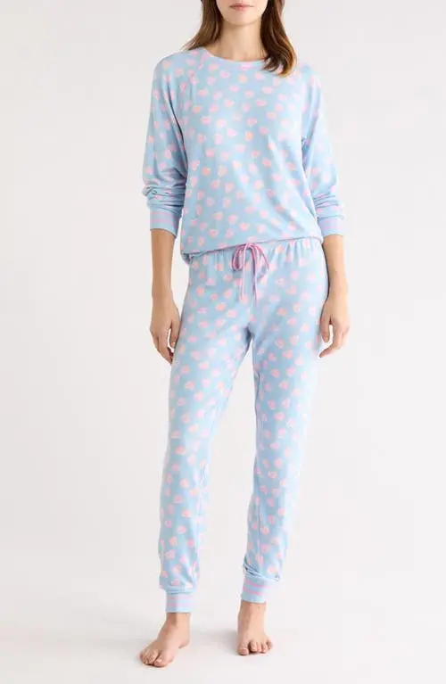PJ Salvage Peachy Print Jersey Pajamas - Blue Haze