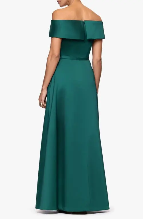 XSCAPE EVENINGS Off-the-shoulder Mikado Gown - Pine