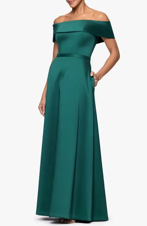 XSCAPE EVENINGS Off-the-shoulder Mikado Gown - Pine