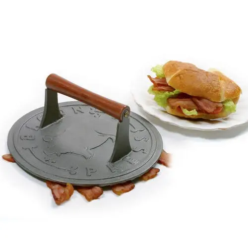 NORPRO Round Cast Iron Bacon, Steak, And Burger Press