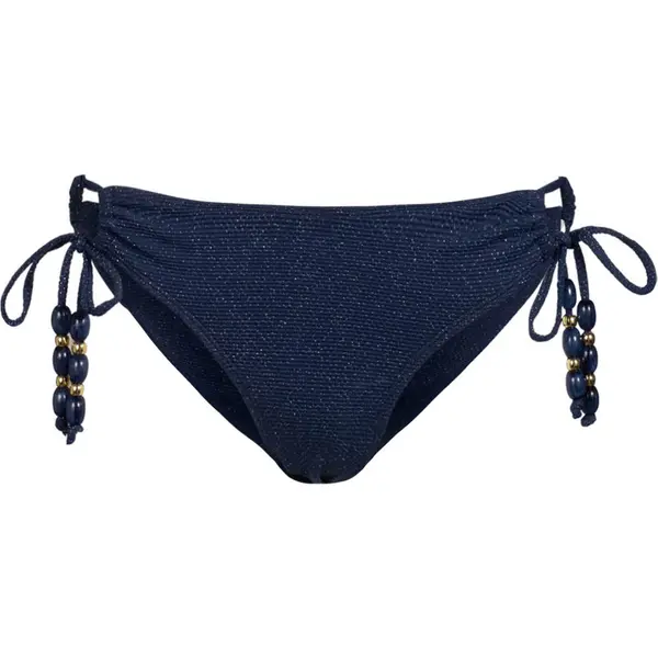 CHANGE OF SCENERY Taryn Beaded Side-tie Bikini Bottom - Marine Blue Metallic