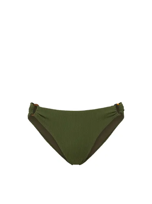 CHANGE OF SCENERY Camilla Ring Trim Low Rise Hipster Bikini Bottom - Olive Texture