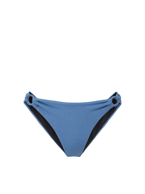 CHANGE OF SCENERY Camilla Ring Trim Low-rise Hipster Bikini Bottom - Steel Blue Metallic
