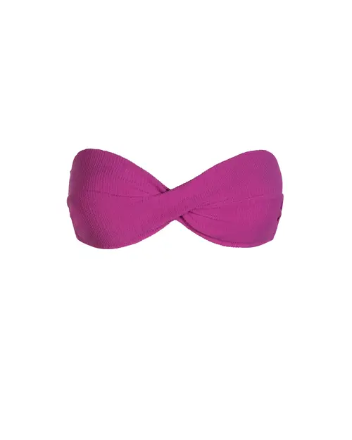CHANGE OF SCENERY Loryn Twist Bandeau Bikini Top - Plum Texture