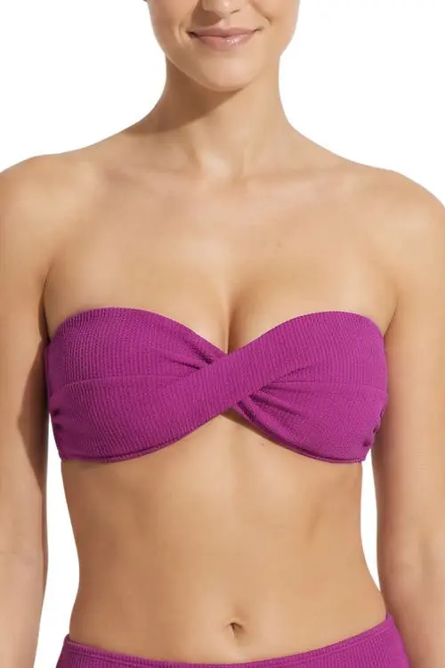 CHANGE OF SCENERY Loryn Twist Bandeau Bikini Top - Plum Texture