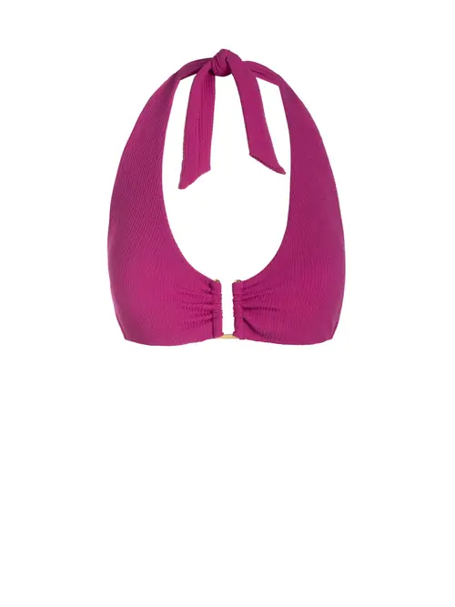 CHANGE OF SCENERY Shana U-bar Halter Bikini Top - Plum Texture