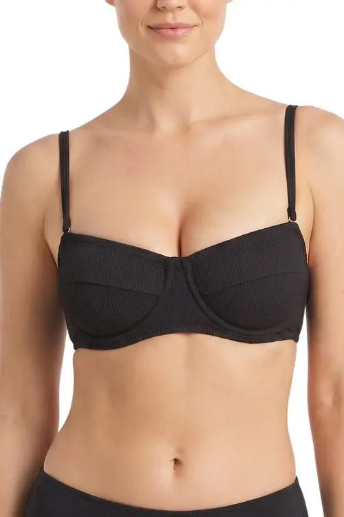 CHANGE OF SCENERY Nellie Underwire Balconette Bikini Top - Black Texture