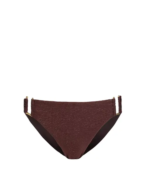 CHANGE OF SCENERY Layla U-bar Trim Bikini Bottom - Cacao/gold Metallic