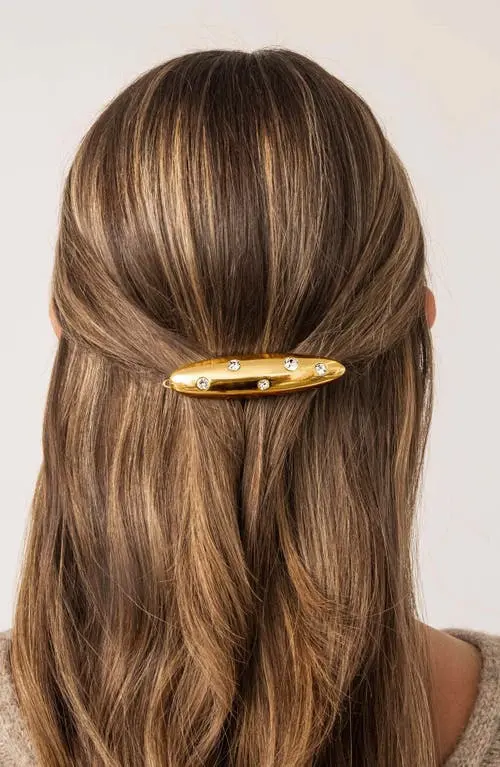 Ettika Crystal Studded Oblong Barrette - Gold