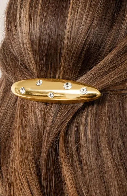 Ettika Crystal Studded Oblong Barrette - Gold