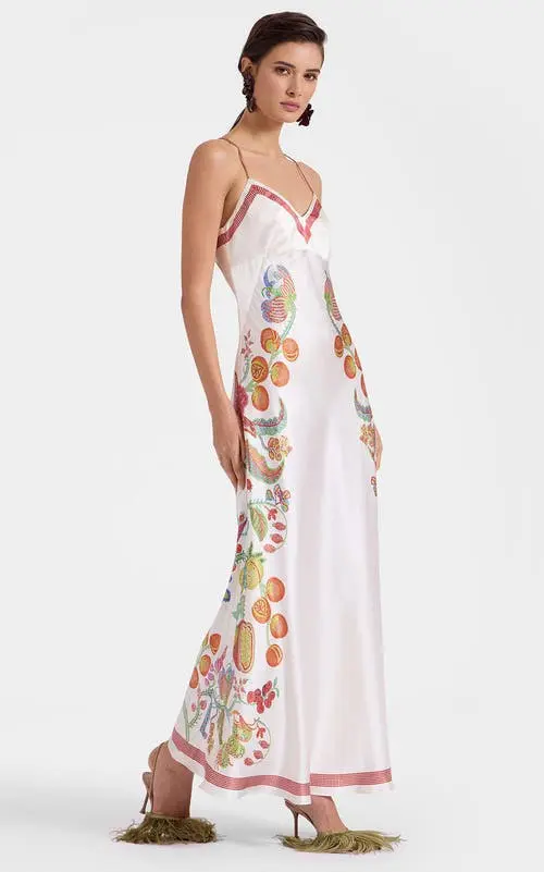 La DoubleJ Eros Slip Midi Dress - Grenadilla Placée Off White