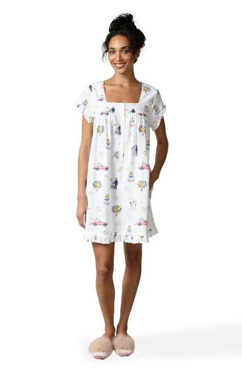 PRINTFRESH Pintuck Nightgown - Cloud