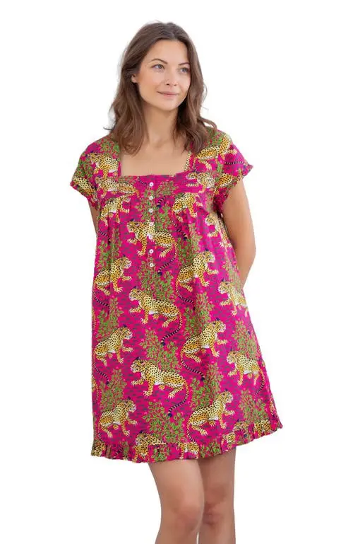 PRINTFRESH Pintuck Nightgown - Hot Pink