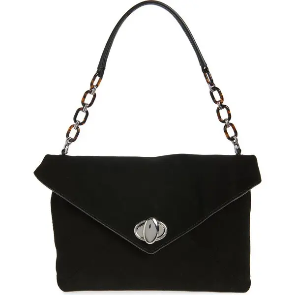 Rebecca Minkoff Love Note Suede Shoulder Bag - Black
