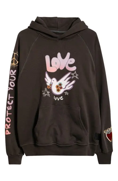 VIC GARCIA WORLD Graphic Cotton Pullover Hoodie - Coffee