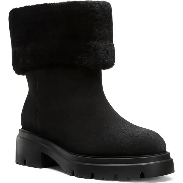 STUART WEITZMAN Hudson Shearling Cuff Bootie - Black