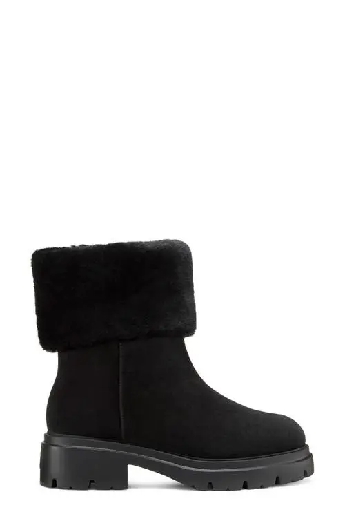 STUART WEITZMAN Hudson Shearling Cuff Bootie - Black