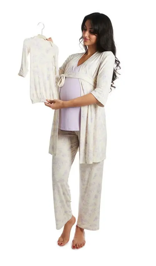 EVERLY GREY Analise During & After 5-piece Maternity/nursing Sleep Set For Mom & Baby - Bali