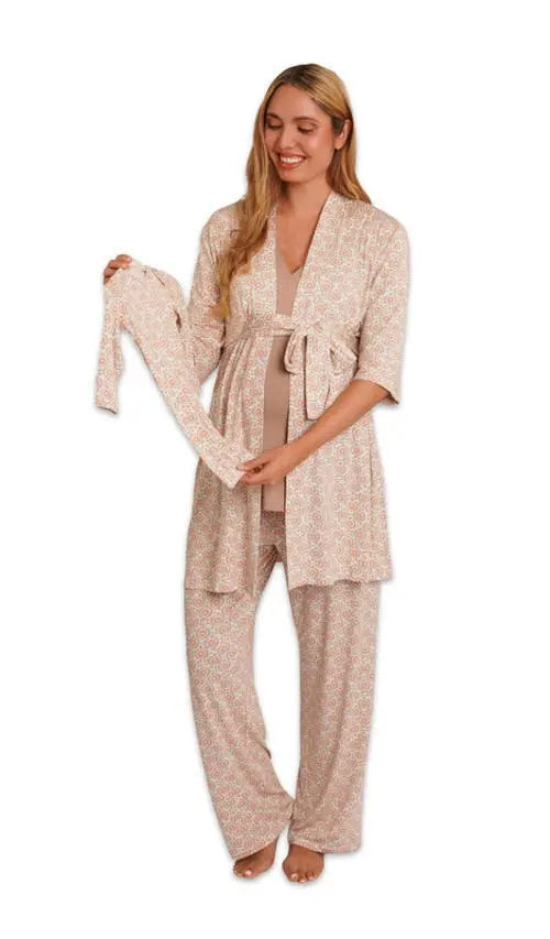 EVERLY GREY Analise During & After 5-piece Maternity/nursing Sleep Set For Mom & Baby - Bohemian