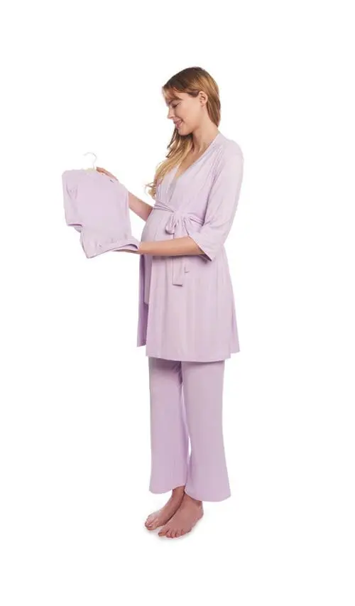 EVERLY GREY Analise During & After 5-piece Maternity/nursing Sleep Set For Mom & Baby - Lavender