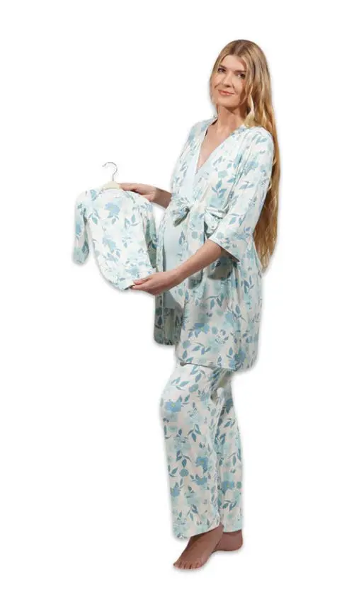 EVERLY GREY Analise During & After 5-piece Maternity/nursing Sleep Set For Mom & Baby - Periwinkle