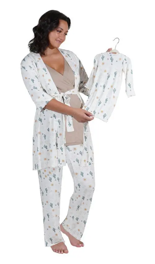 EVERLY GREY Analise During & After 5-piece Maternity/nursing Sleep Set For Mom & Baby - Rodeo